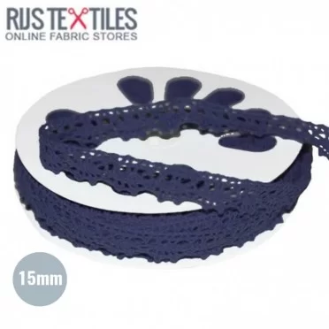 Navy blue cotton lace trim store